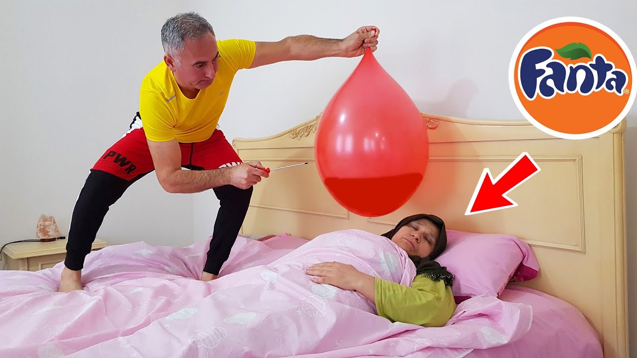 BALLOON İN FANTA PRANK !! Terrible Joke in Bed - YouTube