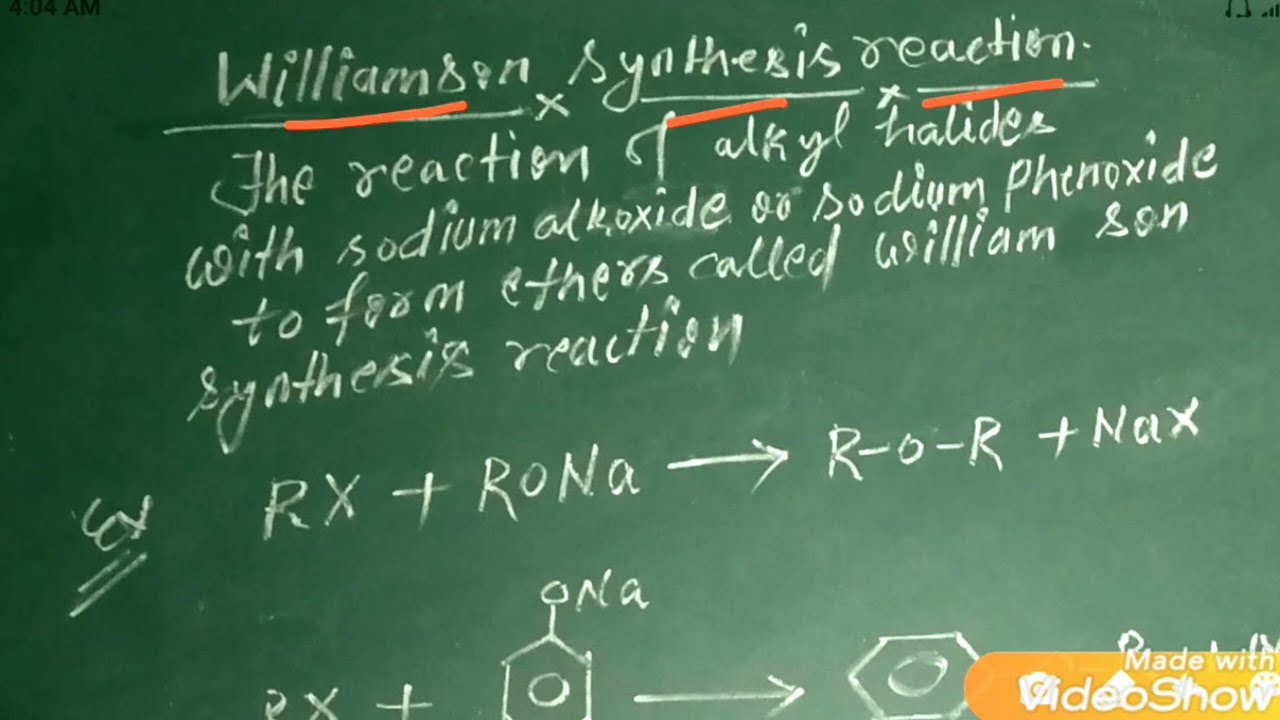 Williamson synthesis 12th chemistry most important reaction #study # ...