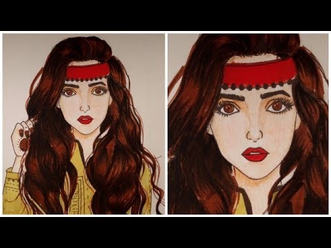 How to draw beautiful girl wearing headband drawing - YouTube