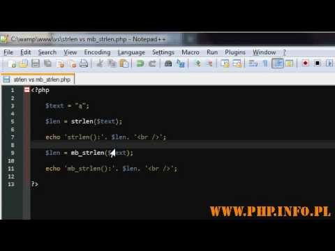Kurs PHP PL strlen() vs mb_strlen() - YouTube