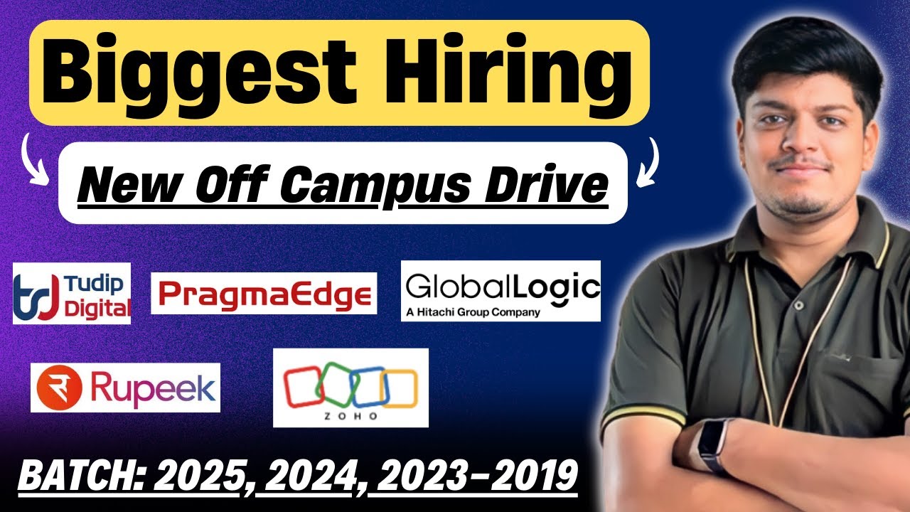 🔥5 Mnc's Biggest Hiring | Zoho, Tudip, Pragma Edge, Rupeek | Off Campus ...