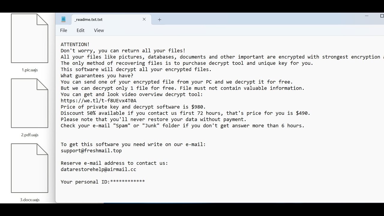UAJS Ransomware Removal Guide - Decrypt .uajs Files - YouTube