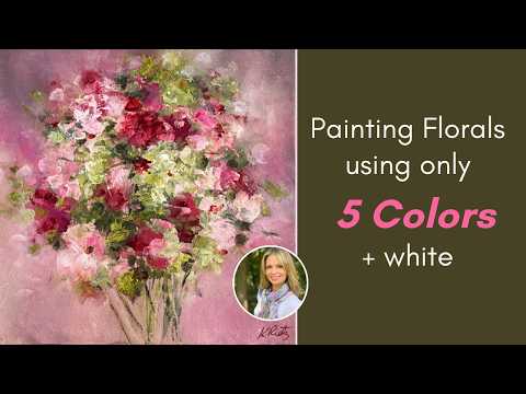 Acrylic Painting Demo: Limited Color Palette Impressionistic Floral Painting Using 5 Colors