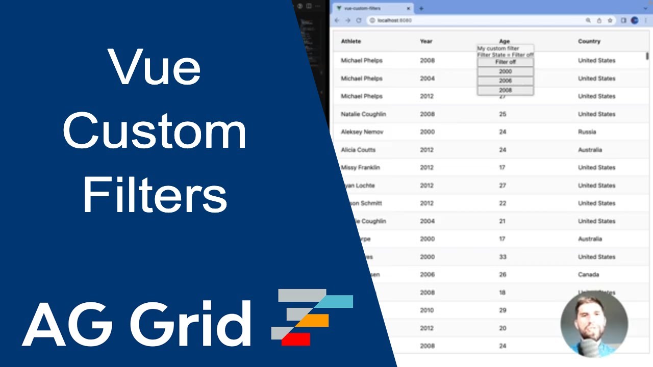 Custom Filter Templates for AG Grid's Vue Data Grid - YouTube