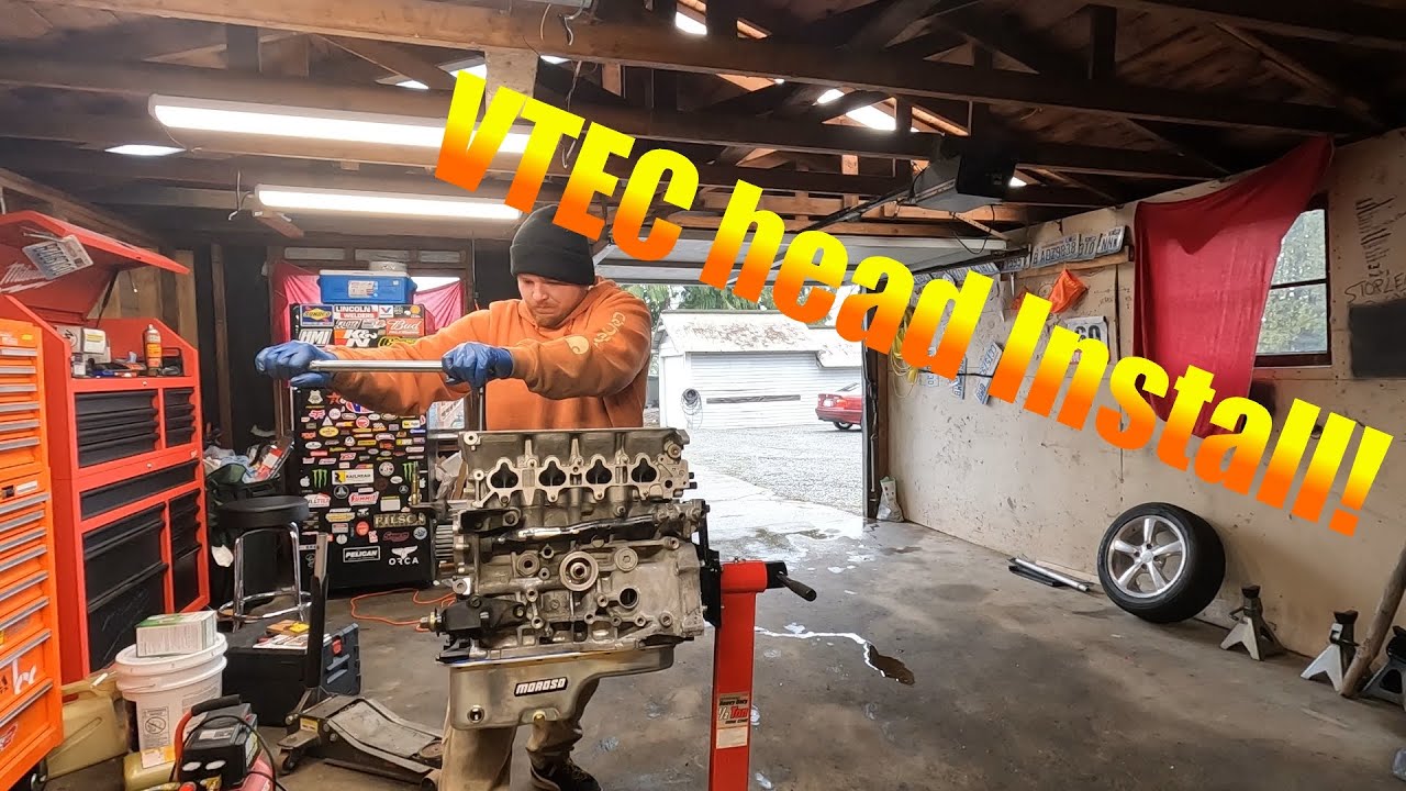 1993 Honda Civic Engine Build Pt4: LS VTEC Head Install - YouTube
