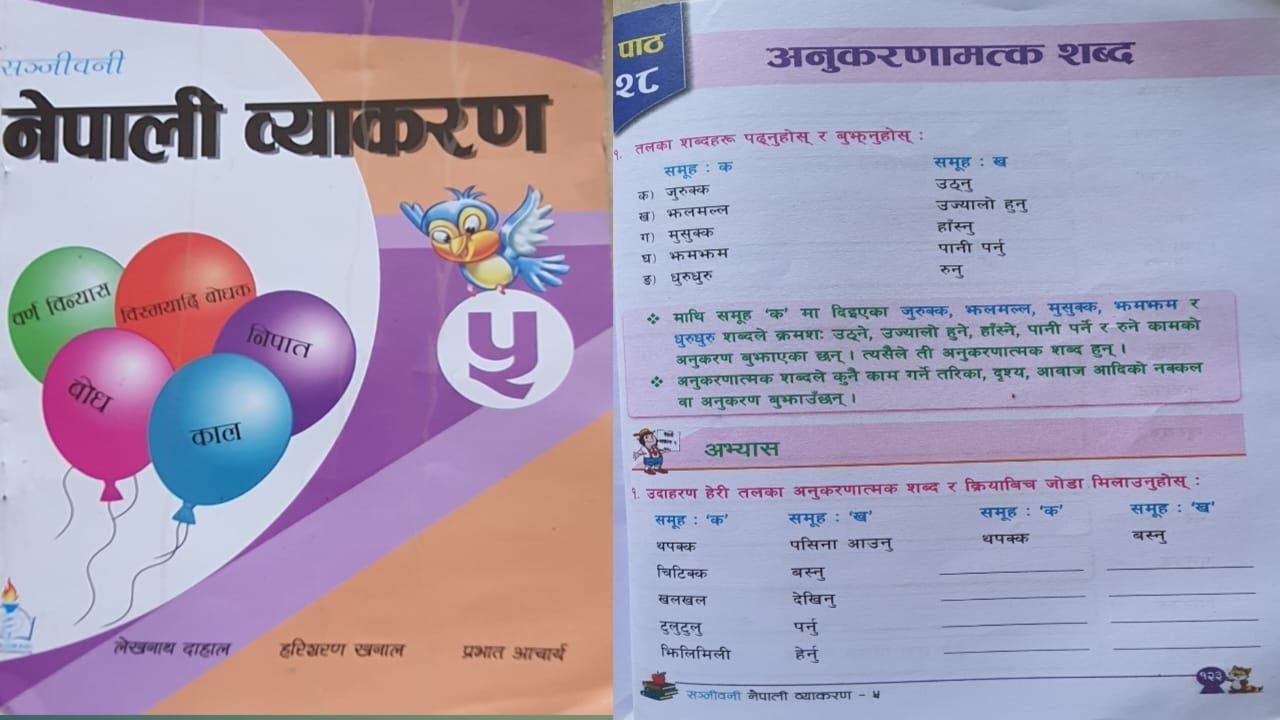 कक्षा ५ नेपाली व्याकरण पाठ २८, अनुकरणामत्क शब्द Class 5 Lesson 28 ...