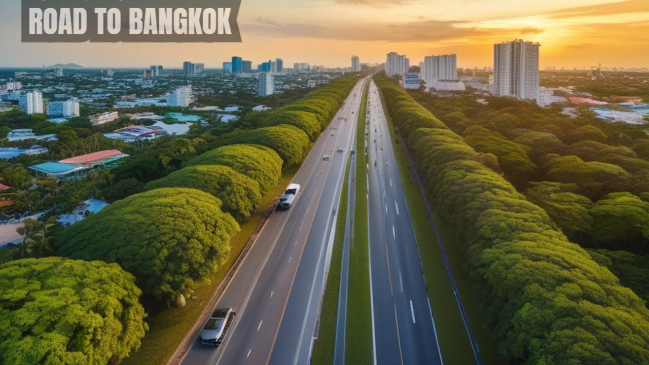 4K VIDEO |The exit of hua Hin municipality Phetkasem road to Bangkok ...