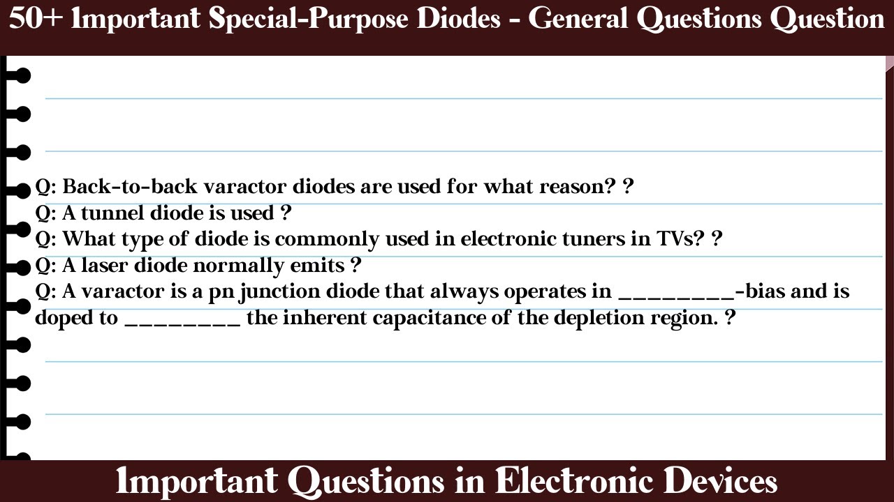 MCQ Questions Special-Purpose Diodes - General Questions with Answers ...