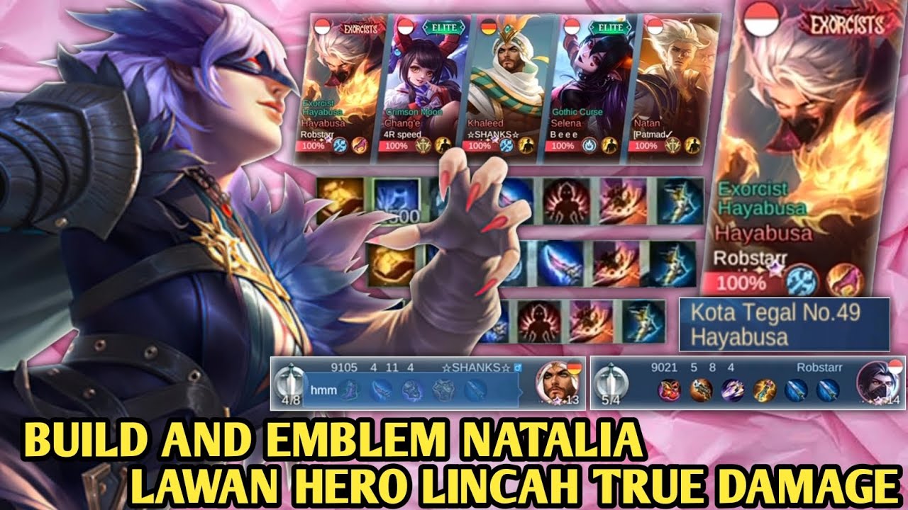 BUILD AND EMBLEM NATALIA ROAM LAWAN HERO LINCAH TRUE DAMAGE | natalia ...