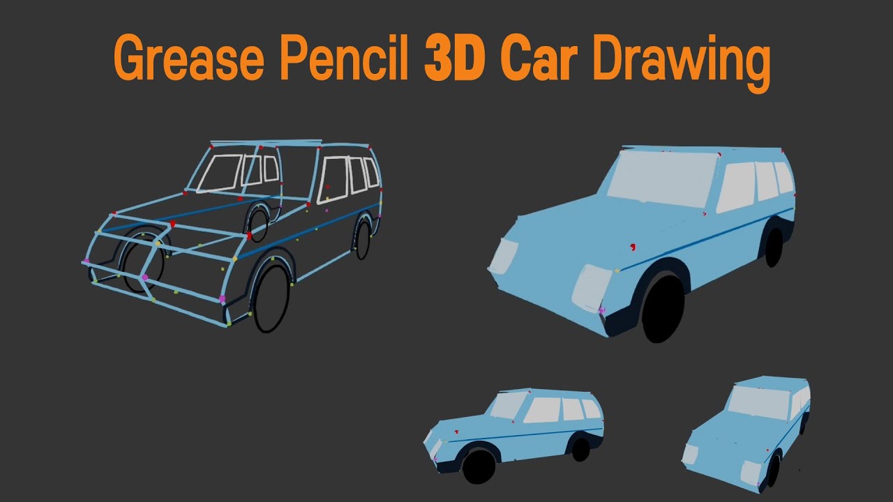 3D car Drawing (Grease Pencil, Blender) - YouTube