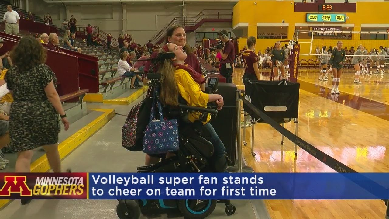 Gopher Fan Tries Out New Standing Wheelchair At Game - YouTube
