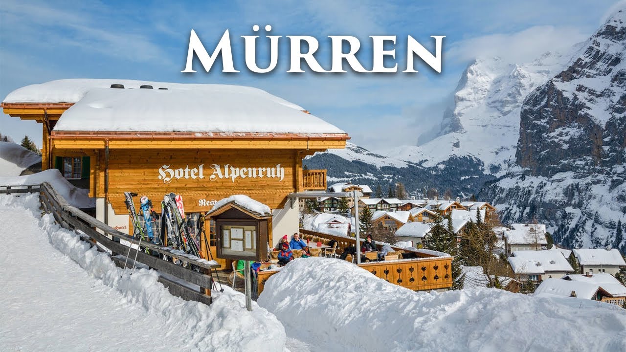 Snowy Walk in Mürren 4K UHD - Heavy Snowfall in Switzerland - Relaxing ...