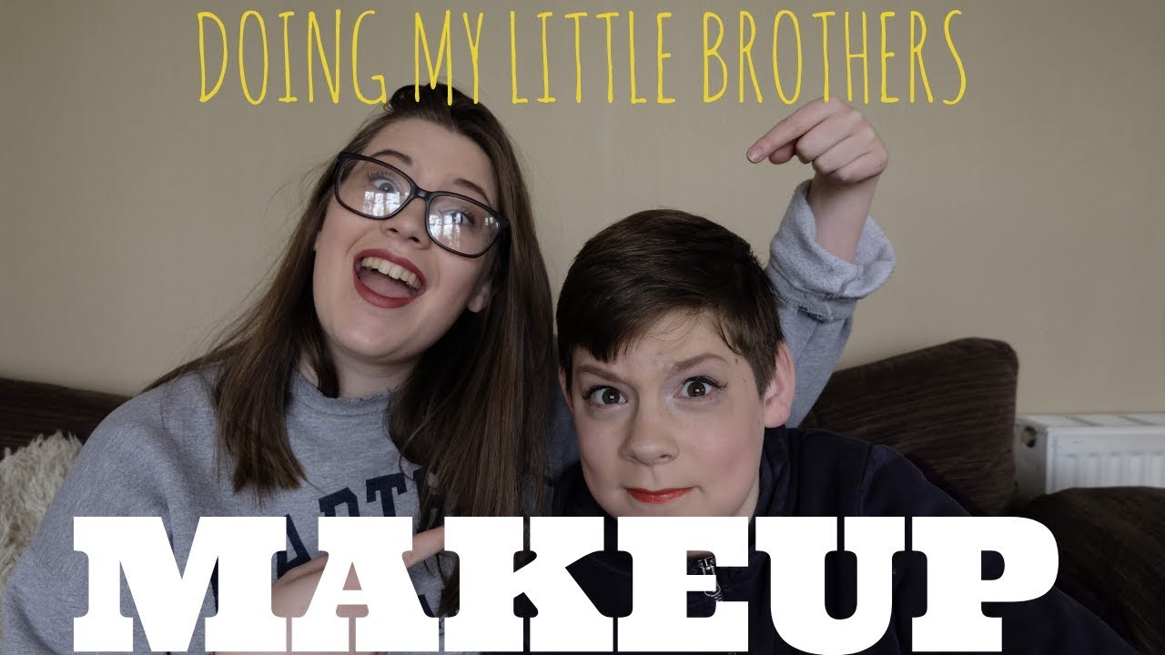 Doing My Little Brothers Makeup - YouTube