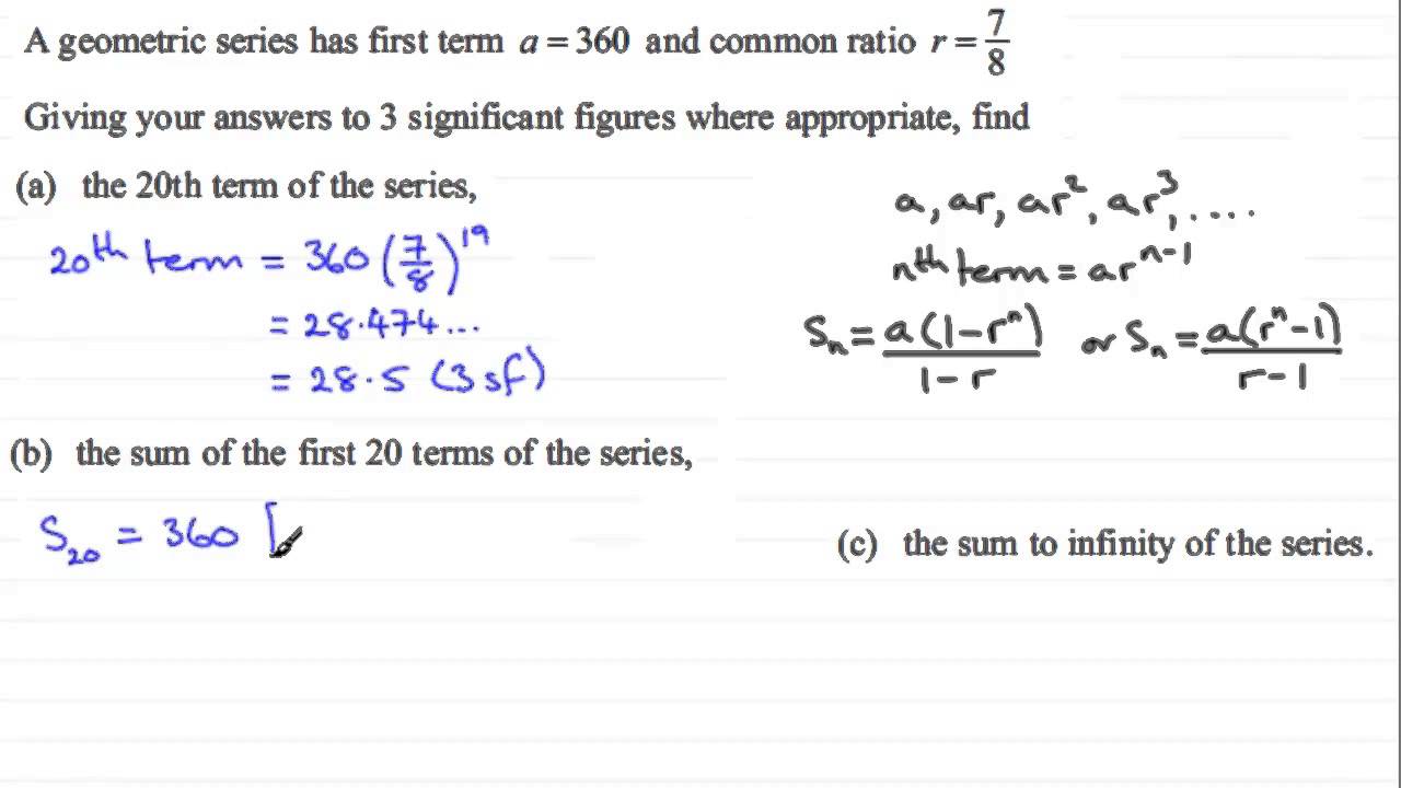 Geometric Series : C2 Edexcel January 2012 Q1 : ExamSolutions Maths ...