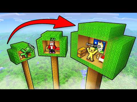 JJ vs Mikey vs Banana Kid: TREE SIZE BATTLE in Minecraft!