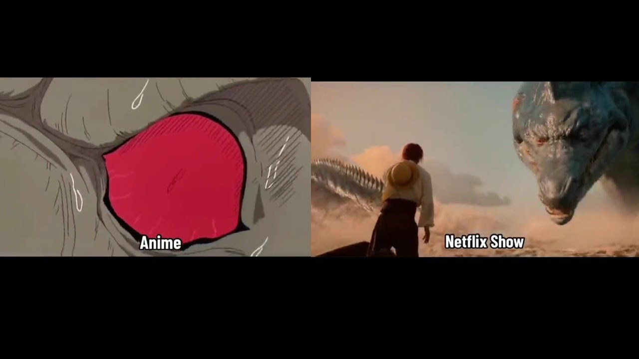 Shanks saves Luffy (anime vs Live action) Haki against sea beast | One ...