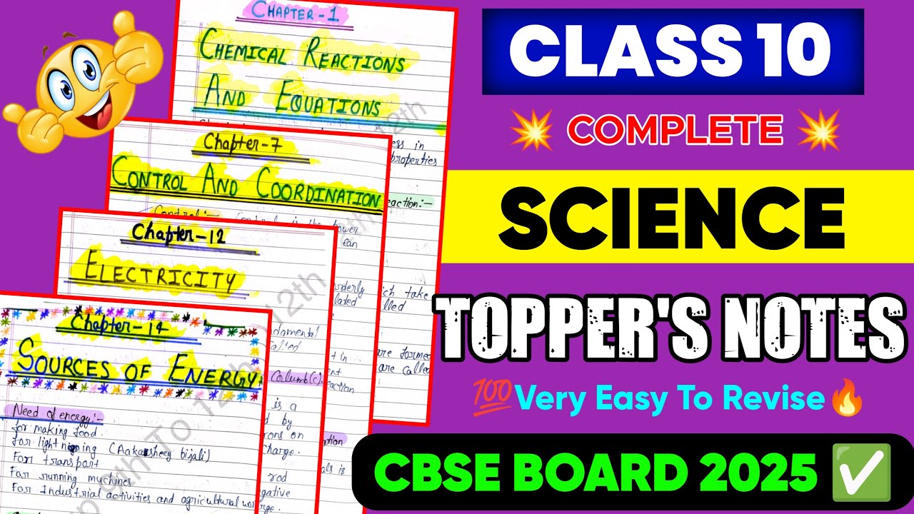 Complete Science Notes For Class 10 || Toppers Secret Notes 💥 90+ Marks ...