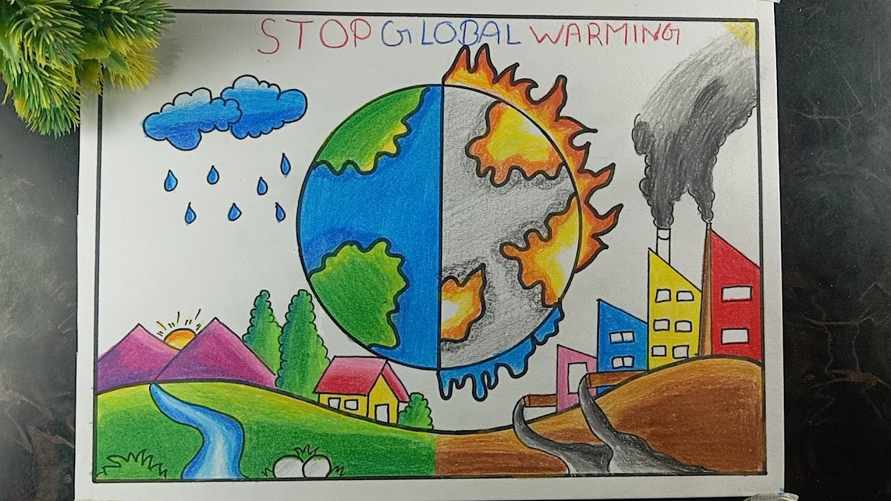 Stop Global warming Drawing 🌎||🔥 | Save Earth and Save Water ...