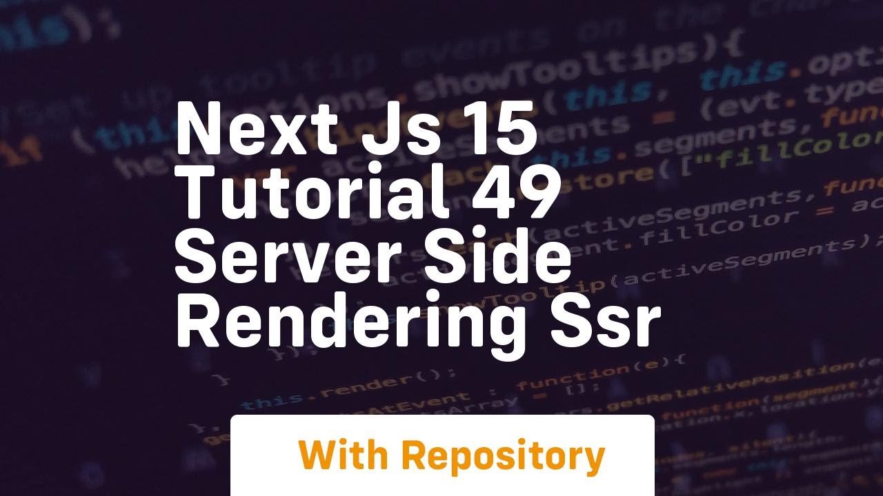 Next js 15 tutorial 49 server side rendering ssr - YouTube