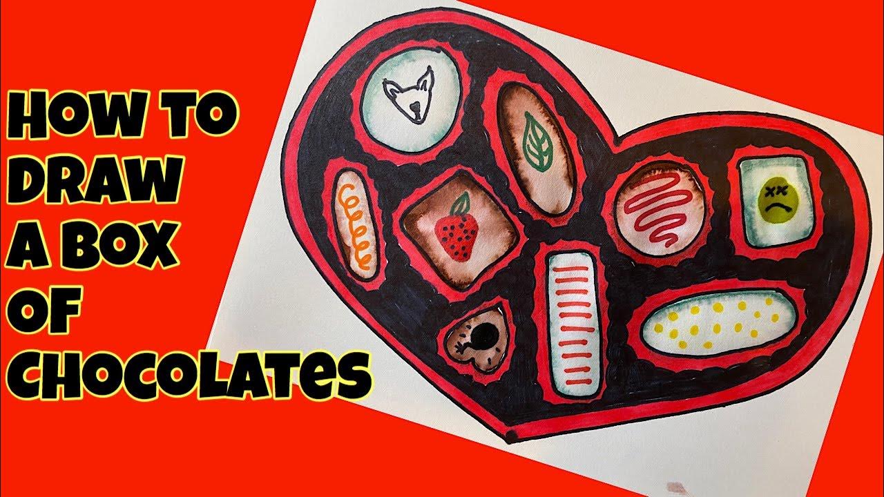 How to Draw a Box of Valentine's Day Chocolates - YouTube