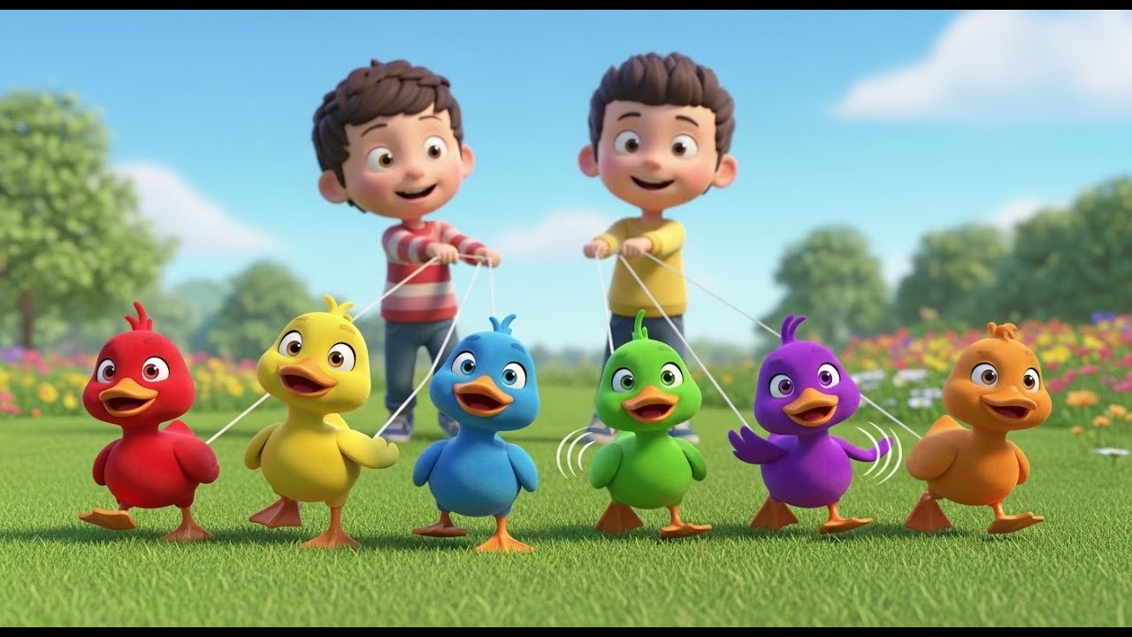 Seis Patitos de Juguete para Tirar | Canción de Caminar y Sonidos Clac ...