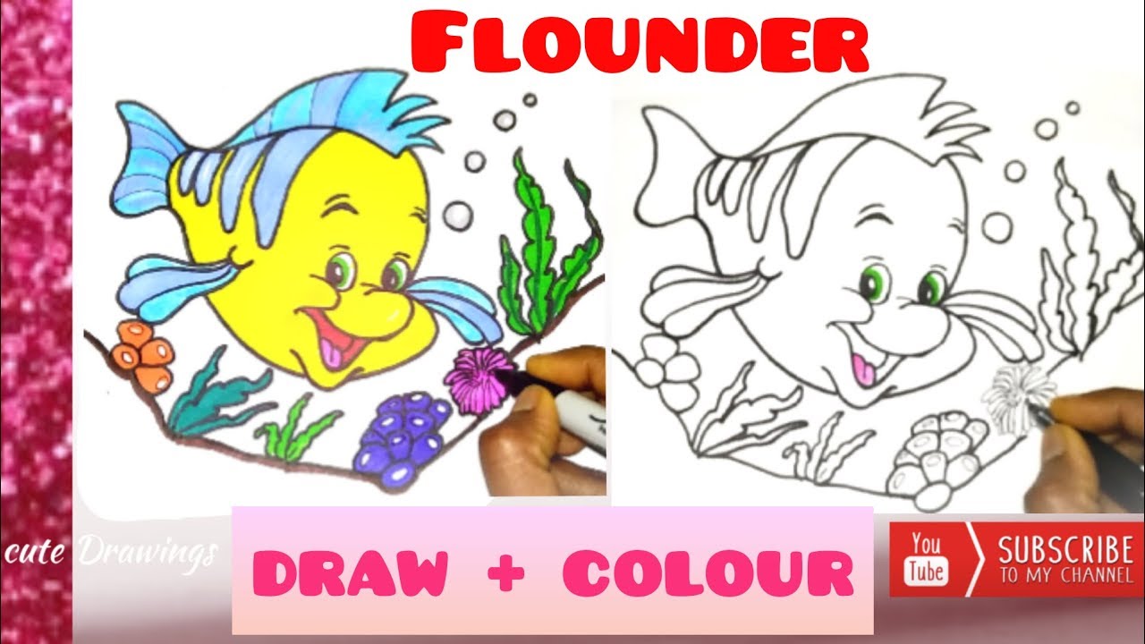 How To Draw Flounder Easy (Cute Drawings) - YouTube