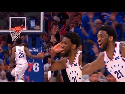 Joel Embiid windmill dunk & Shaq's celebration | Sixers vs Raptors Game 3