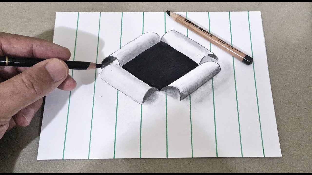 easy 3d drawing on paper - YouTube