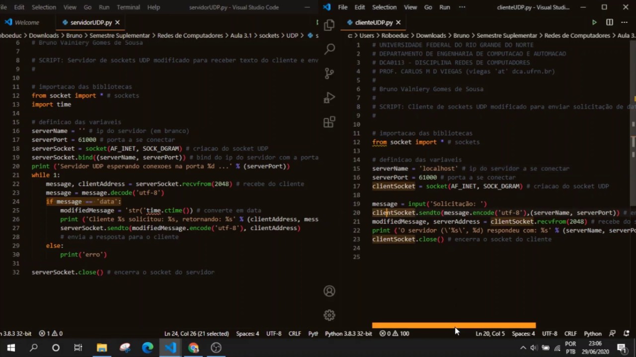 Prática De Implementação De Sockets Em Python Youtube
