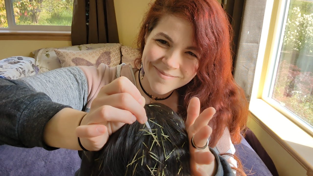 ASMR - Hair Tweezing and Brushing Roleplay - Friend Rambles as She ...