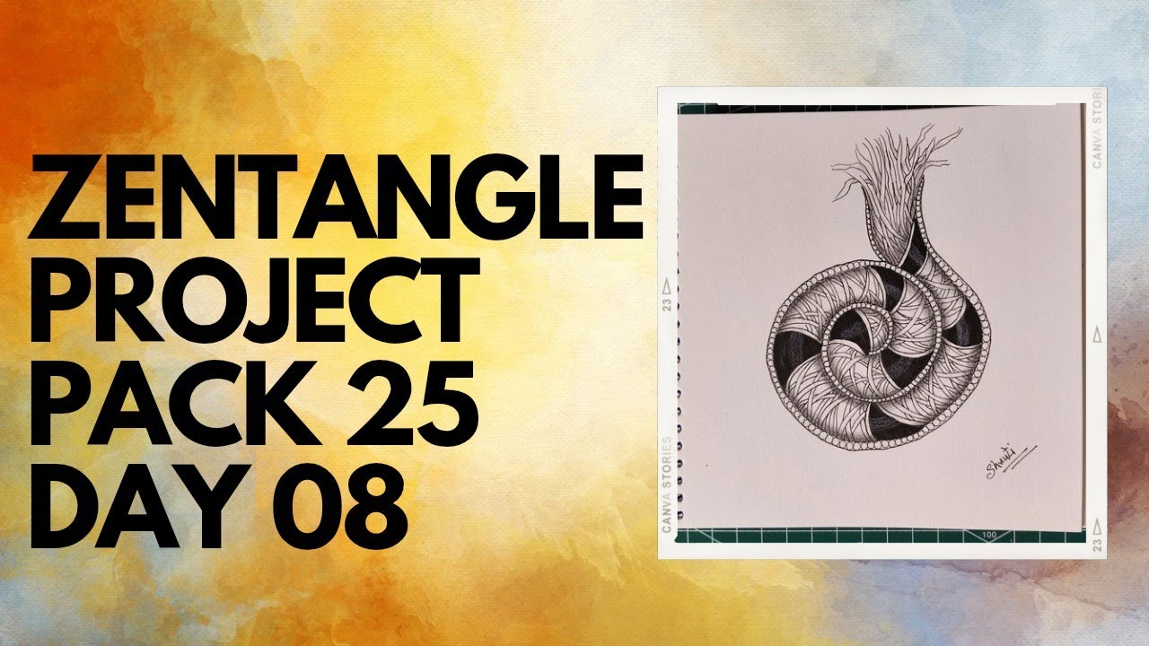 Zentangle Project Pack 25 Day 08 my take - YouTube