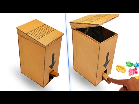 Kartondan Çöp Kutusu Nasıl Yapılır - DIY Çöp Kutusu Karton