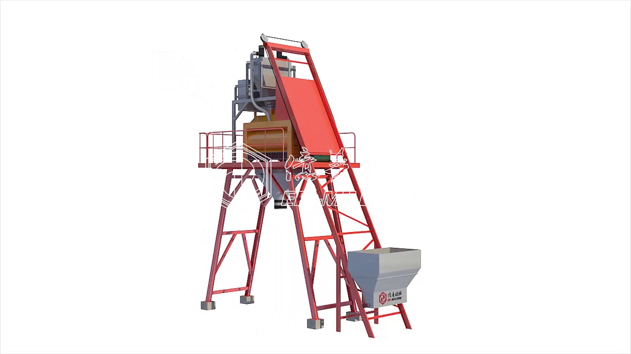 EP Stationary bucket hoisting concrete batching plant 3D video from ...