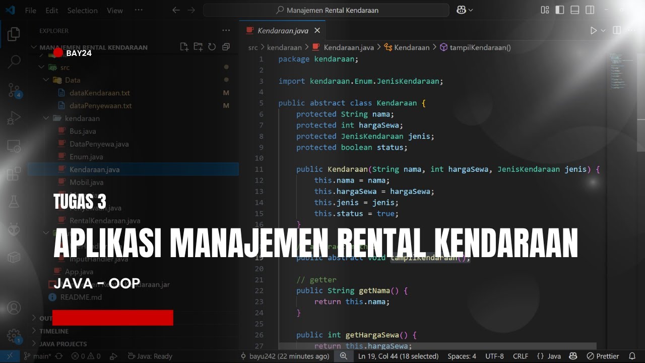 Tugas 3 Manajemen Rental Mobil (Java dan OOP) - YouTube