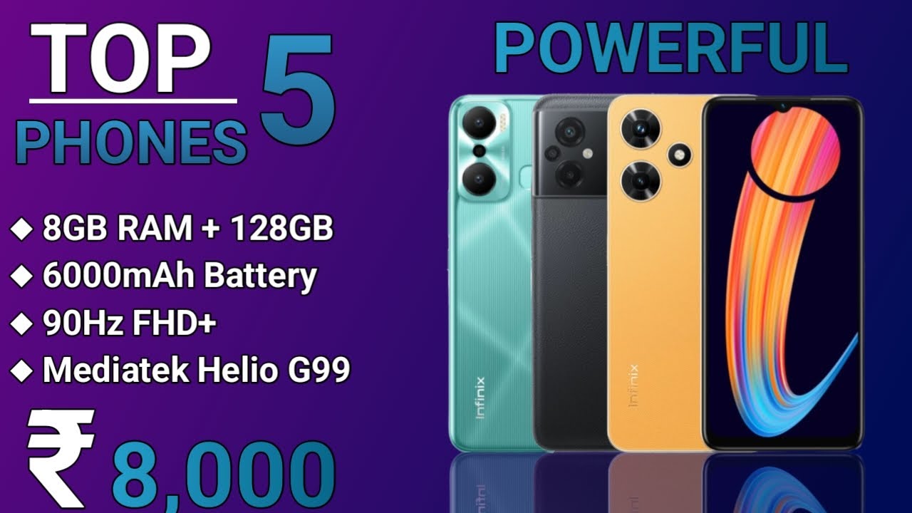 8GB RAM + 128GB | Top 5 Powerful Phone Under 8000 in 2023 | Best ...
