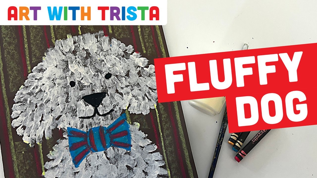 How to Draw a Fluffy Dog with Tempera Paint and Crayons Texture Art ...