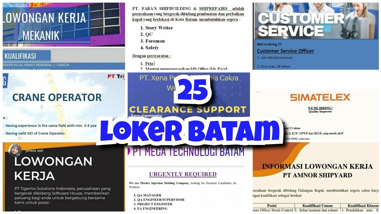 LOWONGAN KERJA BATAM HARI INI LOKER BATAM TERBARU - YouTube