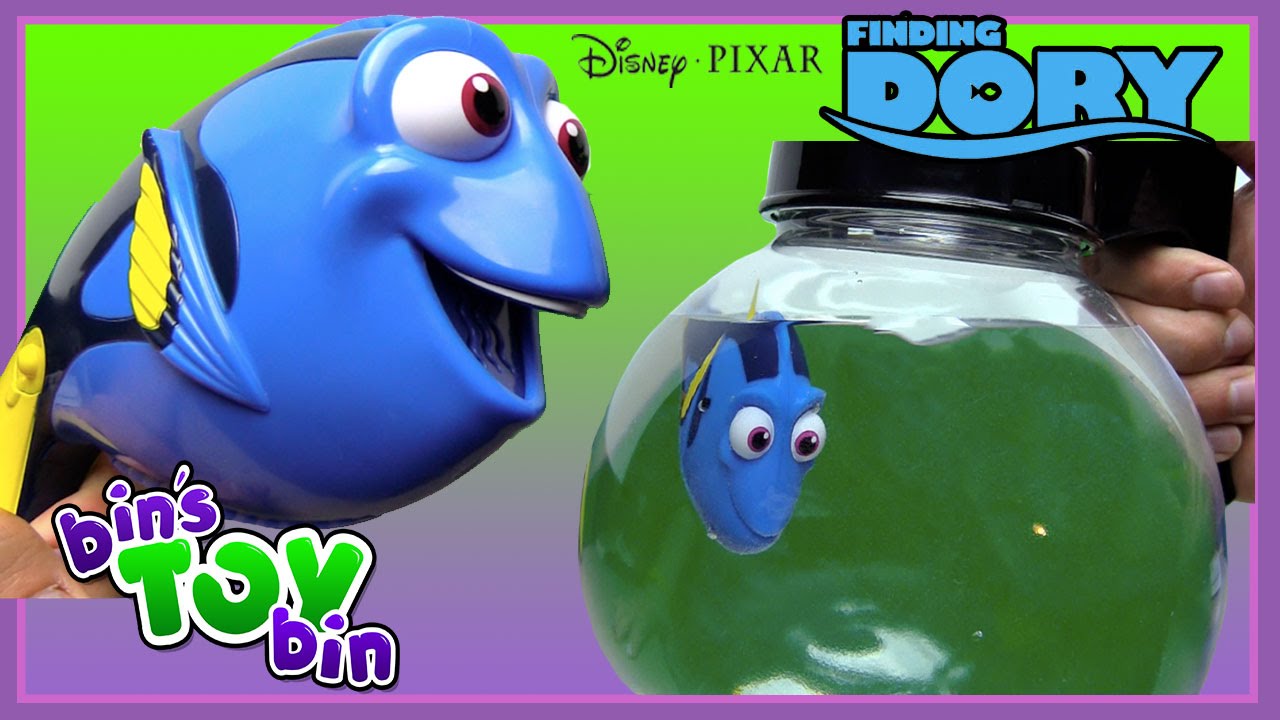 FINDING DORY FUN DISNEY MOVIE TOYS! | Dory Swims & Speaks Whale! | Bin ...