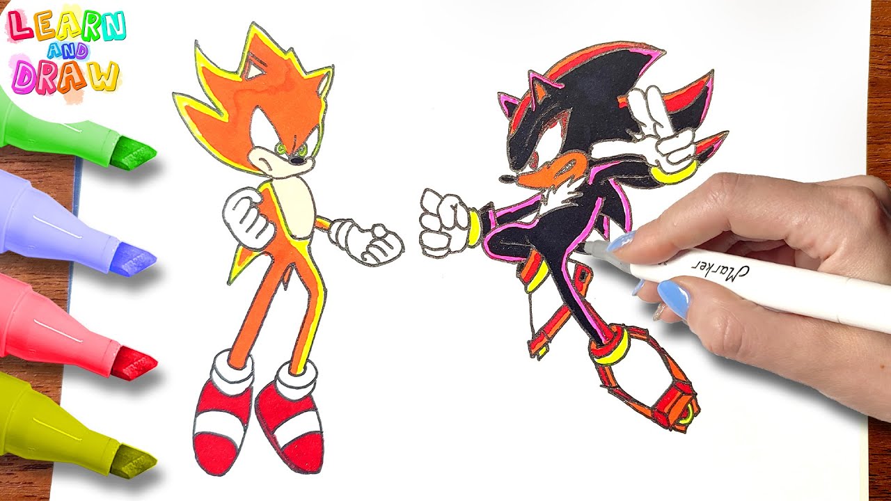 How to draw Sonic vs Shadow drawing easy | Sonic vs Shadow Drawing step ...