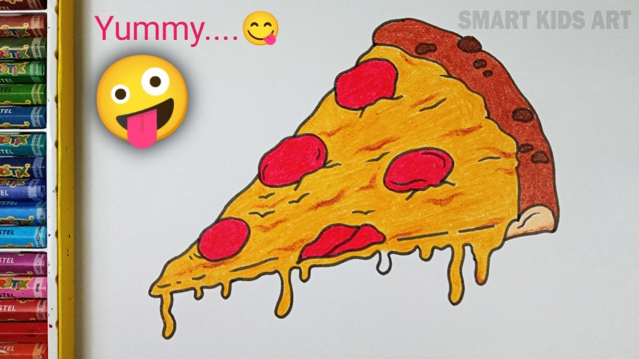 How to Draw Pizza | Pizza Drawing | Junk Food Drawing | Easy Drawing ...