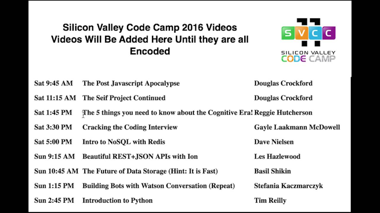 Silicon Valley Code Camp 2016 - YouTube