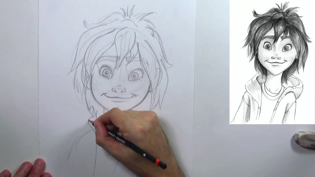How to Draw Hiro Hamada from Big Hero 6 - Step by Step - Narrated - YouTube