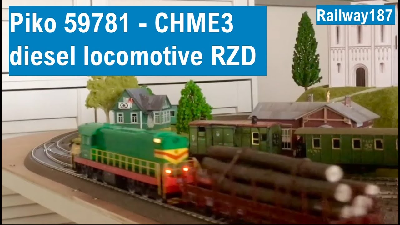 Diesel locomotive PIKO 59781 ChMe3 RZD - Тепловоз Пико ЧМЭ3 поезд (H0 ...