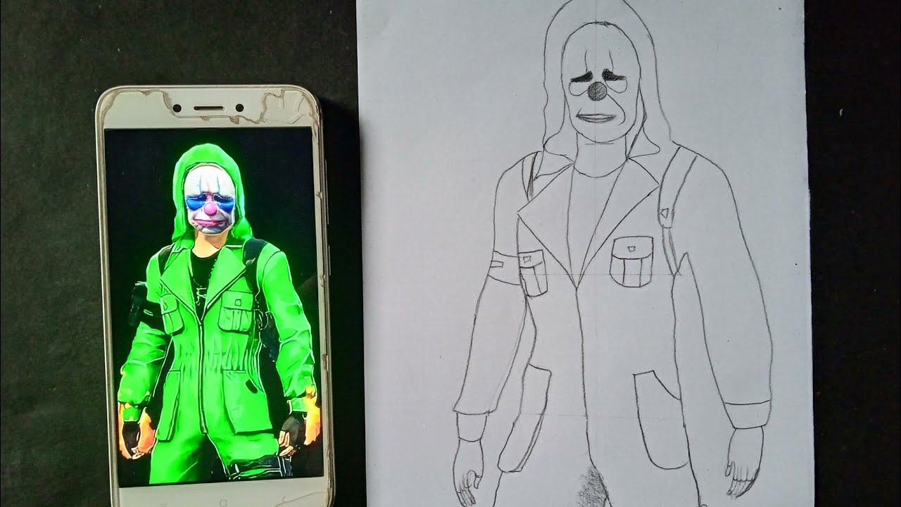 How to draw freefire criminal bundle easily / outline drawing very easy ...