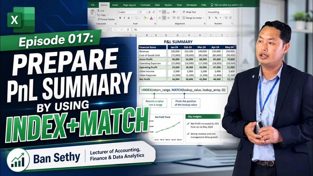 Episode017 Prepare PnL Summary by Using INDEX+MATCH - YouTube