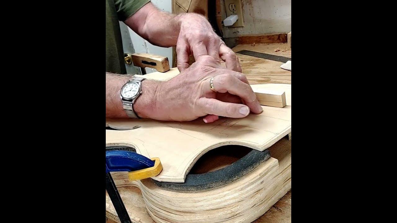 Marking archtop guitar brace contours - YouTube
