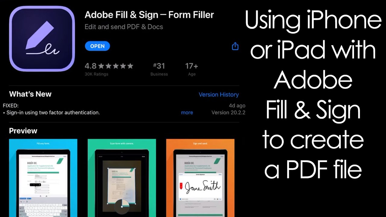 Scan docs on iPad/iPhone to PDF using Adobe Fill & Sign - YouTube