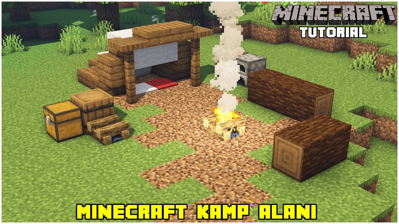 BASİT KAMP ALANI !!! Minecraft: Kamp Alanı Nasıl Yapılır ? l Minecraft ...