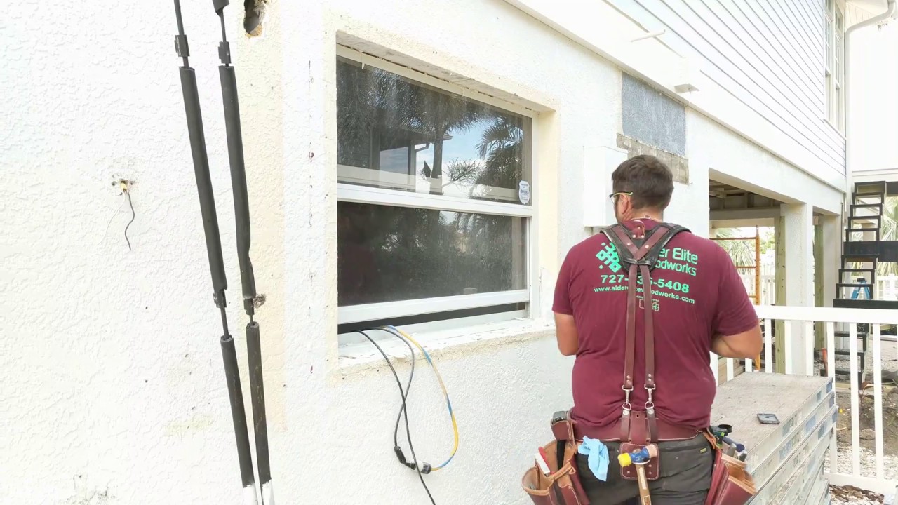 Exterior window removal using Makita chipping hammer - YouTube