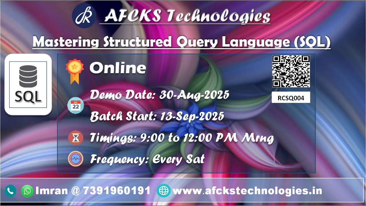 Mastering Structured Query Language (SQL) Demo conducted on 30-Aug-2025 by Rakesh - YouTube